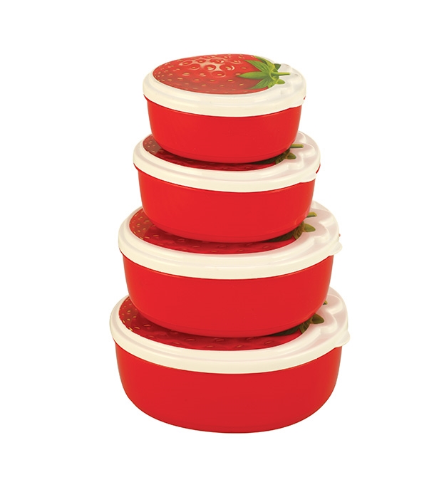 Strawberry Tiffin Box 4 Pcs-Red
